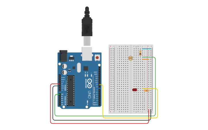 Circuit design Photo resistor using Arduino - Tinkercad