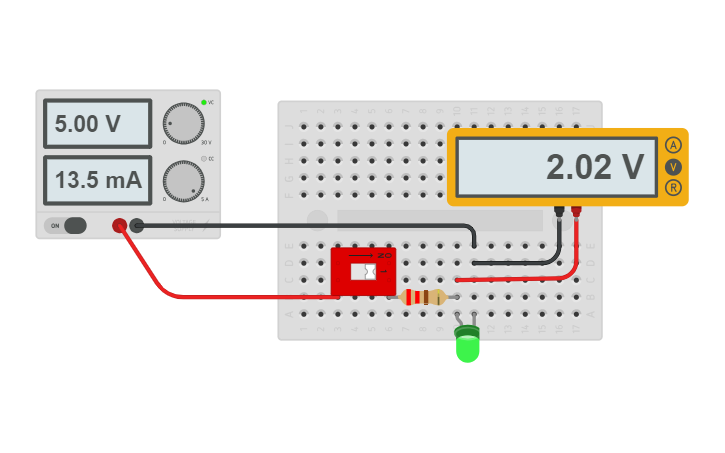 Circuit design Corso 3VZ - LED ON-OFF (senza Arduino) - Tinkercad