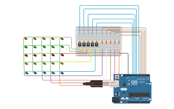 Circuit design LED strip - Tinkercad
