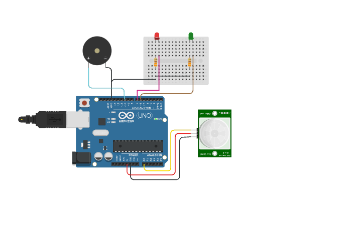 Circuit design Motion detector - Tinkercad