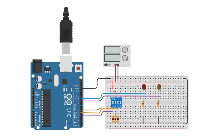 Circuit design SUMADOR COMPLETO - Tinkercad