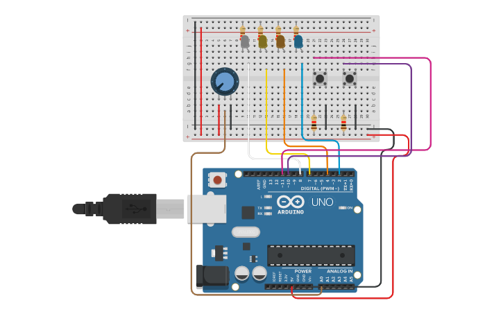 Circuit design Funciones con punteros en programacion - Tinkercad