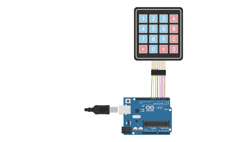 Circuit design 4x4 Matrix Keypad - Tinkercad