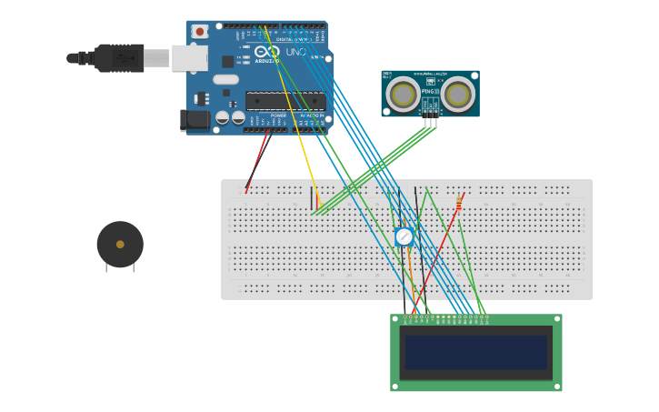 Circuit design Arduino Ultrasonic Ruler | Tinkercad