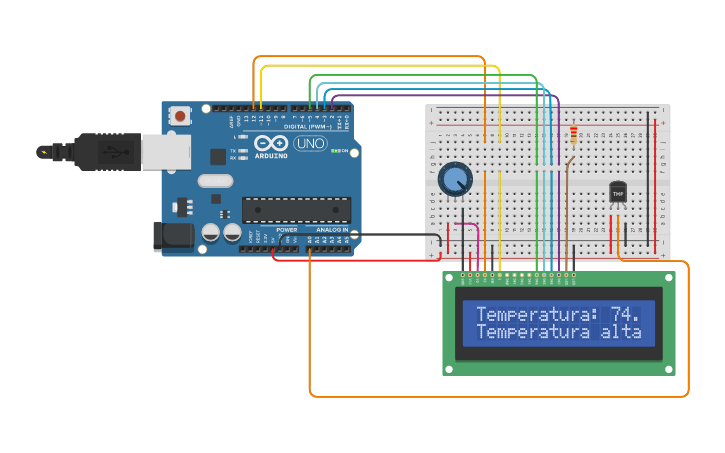 Circuit design temperatura - Tinkercad