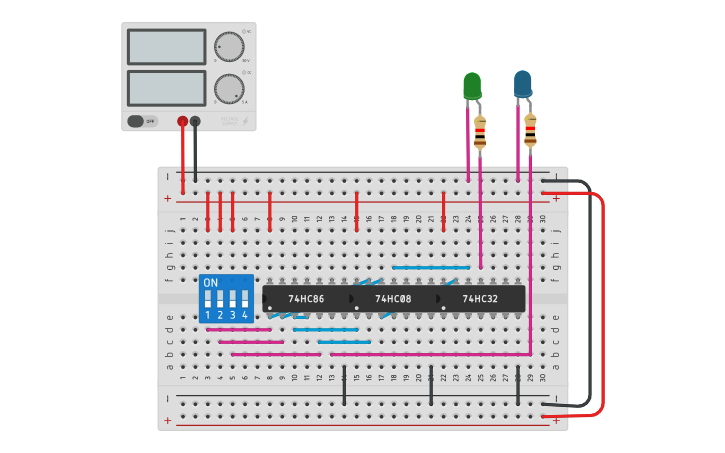 Circuit design full adder - using basic gates | Tinkercad