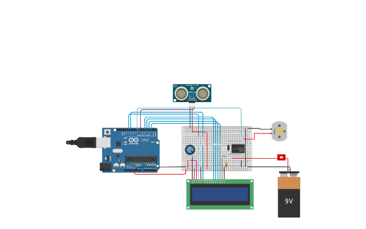 Circuit design Water Level Controller - Tinkercad