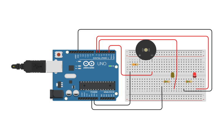 Circuit Design Buzzer Led Tinkercad