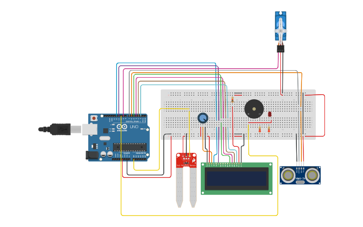 Circuit design Smart Waste Management - Tinkercad