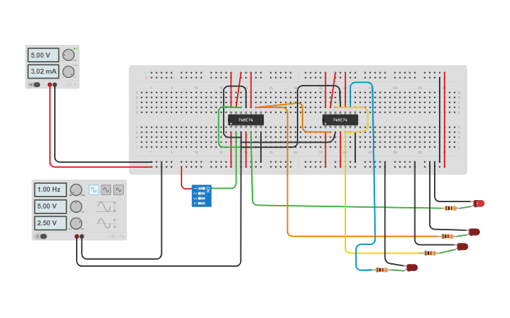 Circuit design Left Shift Register | Tinkercad