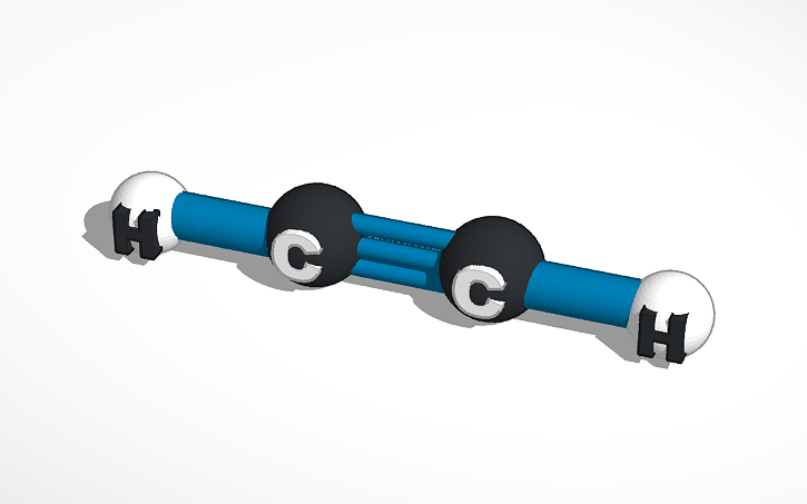 3D design 3D C2H2 Molecule | Tinkercad
