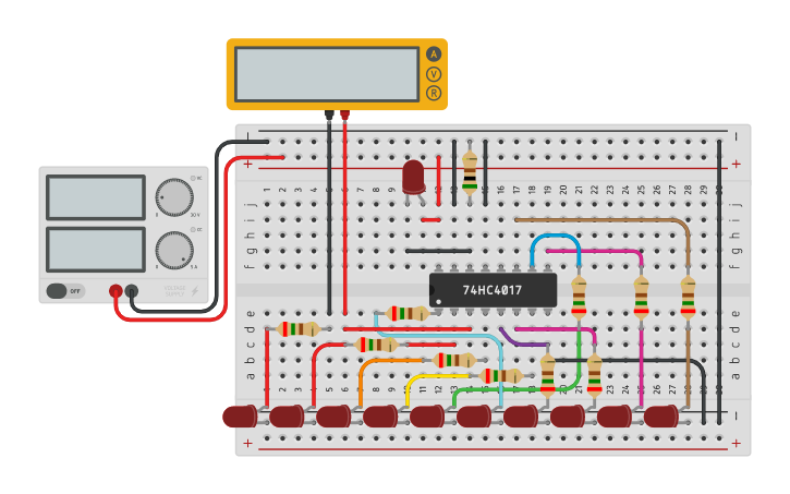 Circuit Design Led Chaser With Only 4017 Tinkercad
