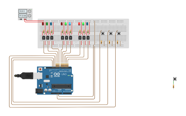 Circuit design 12V bc547 controlled led strip with arduino - Tinkercad
