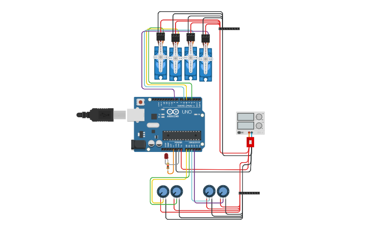 Circuit design Arduino - Servo - Joystick - Tinkercad
