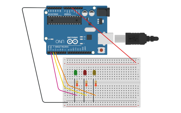 Circuit design Secuencia de Luces Leds | Tinkercad