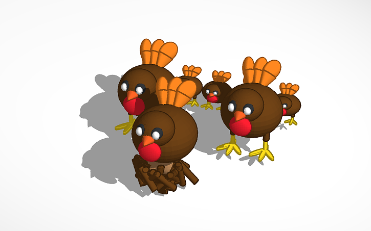 3D design turkey family - Tinkercad
