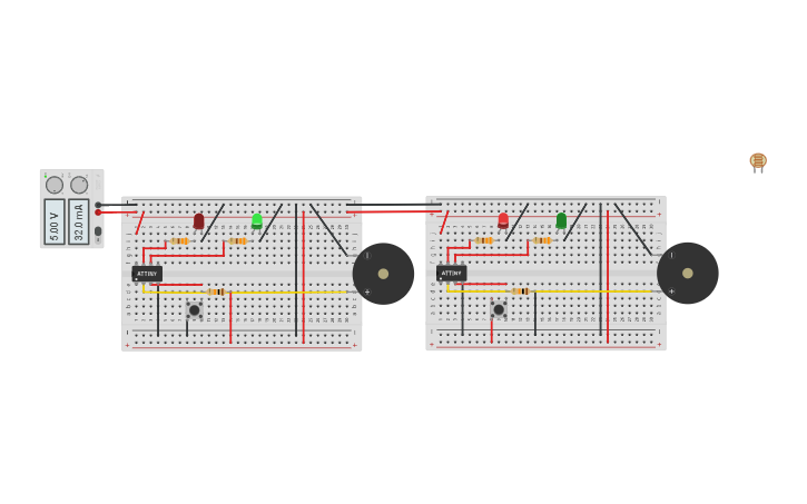 Circuit design Pedestrian traffic light - Tinkercad