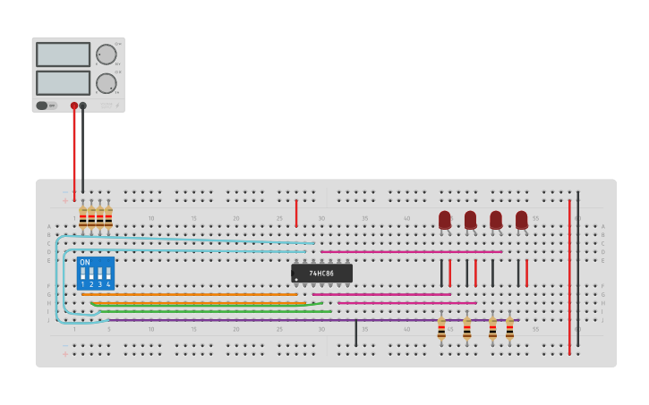 Circuit design Binary to Gray code converter - Tinkercad