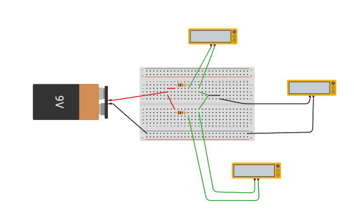 Circuit design Kirchhoff's 1st Law - Tinkercad