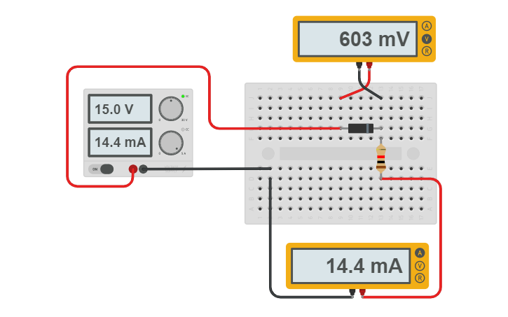 Circuit design Diode Characteristics - Tinkercad