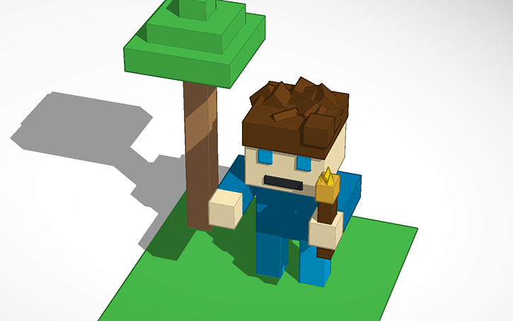 3D design Steve with a torch ORGIANAL - Tinkercad