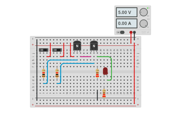 Circuit design Logic Gates(BJT) - AND Gate (By HsiAnG) - Tinkercad