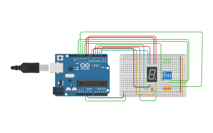 Circuit design lab 07-funcional de binario a hexadecimal - Tinkercad