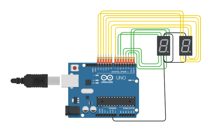 Circuit design 7 Segment with Function call | Tinkercad