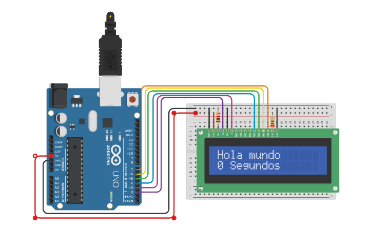 Circuit design LCD - Ejercicio 1 - Tinkercad