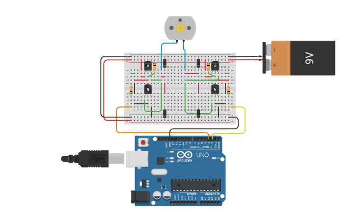 Circuit design Motor Driver - Tinkercad