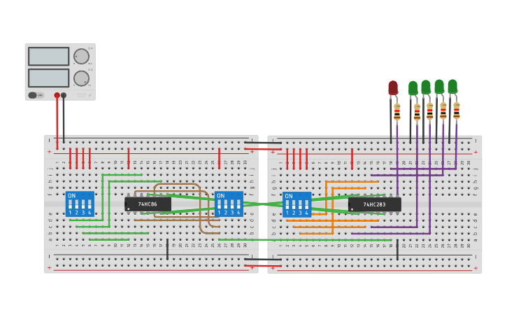 Circuit Design 4 Bit Binary Adder Substractor Tinkercad