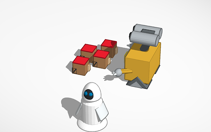 3D design wooly and eva bot - Tinkercad