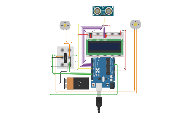 Circuit design Obstacle Avoidance Bot - Tinkercad