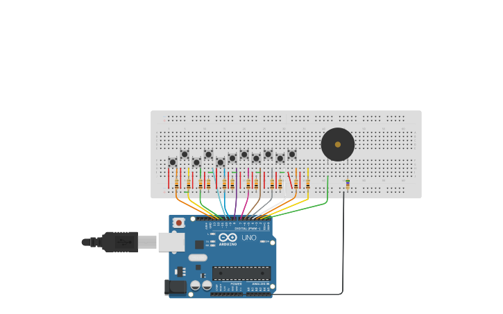Circuit design Piano_Arduino | Tinkercad