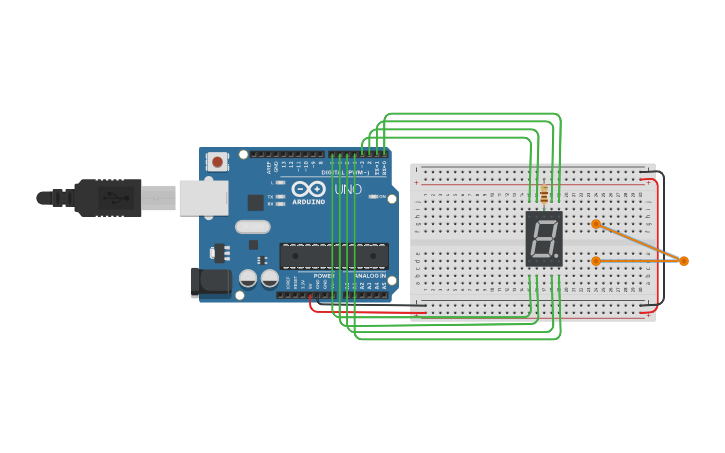 Circuit design Seven-Segment Display - Tinkercad