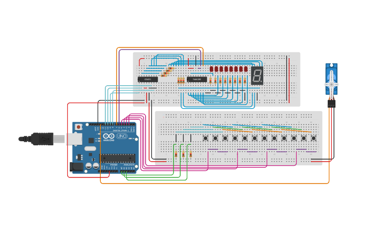 Circuit design two party authentication digital lock - Tinkercad