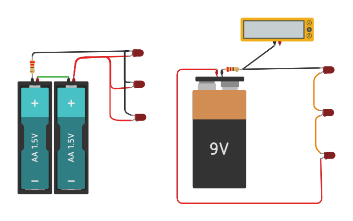 Circuit design LED IN SERIES AND PARALLEL - Tinkercad