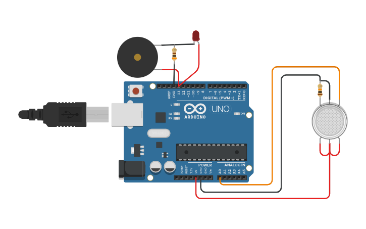 Circuit design Gas Sensor with Arduino - Tinkercad