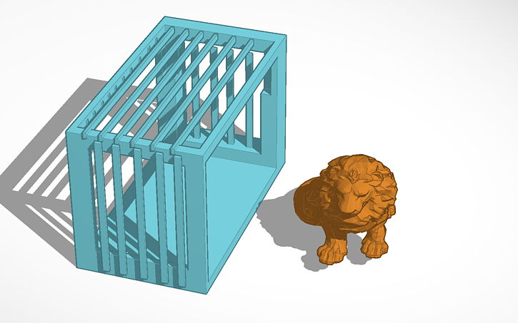 3D design Lion with cage - Tinkercad
