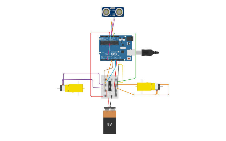 Circuit design CIRCUIT AND CODE FOR AUTONOMOUS ROBOT - Tinkercad