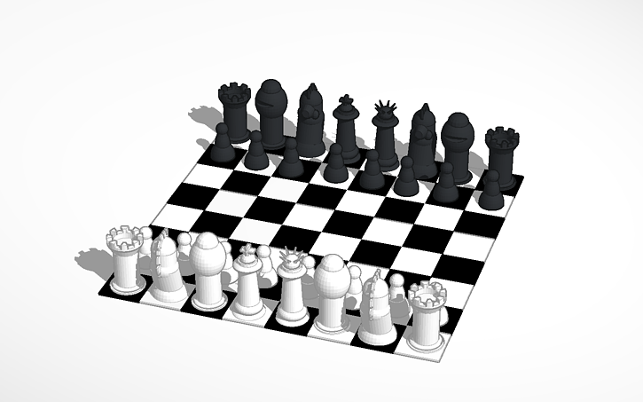 3D design Chess board and pieces - Tinkercad