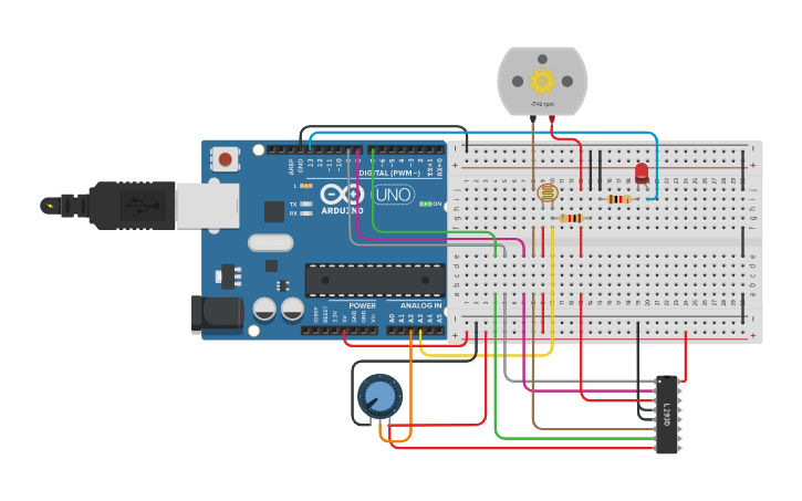 Circuit design Copy of Automatic lamp using LDR and arduino | Tinkercad