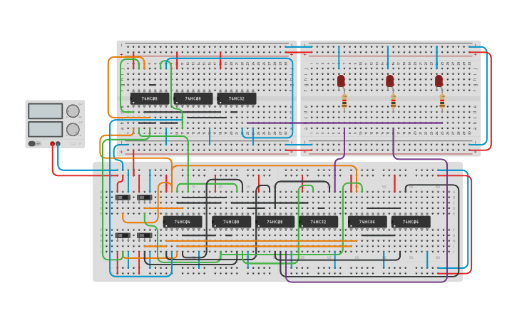 Circuit design 2-bit Magnitude Comparator - Tinkercad