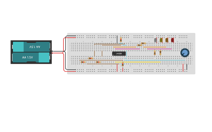Circuit design LED light strip - Tinkercad