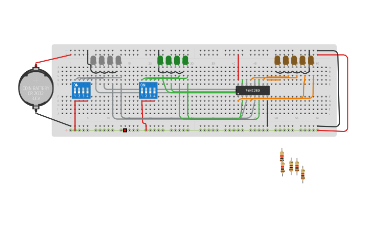 Circuit design Full (4-Bit) Adder | Tinkercad