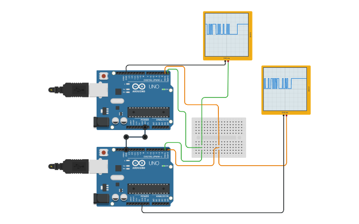 Circuit design Serial communication with Adruinos | Tinkercad