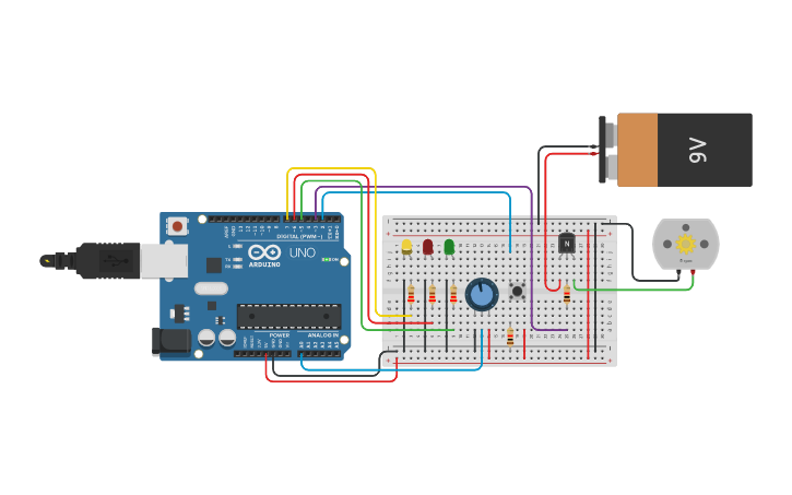 Circuit design motor speed control - Tinkercad