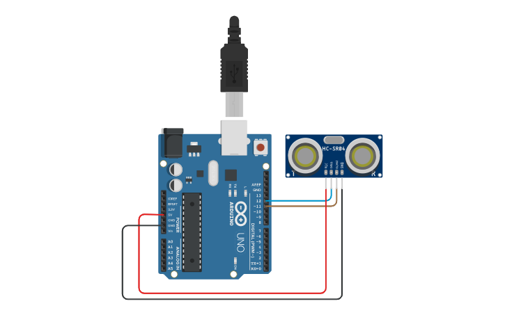 Circuit design ENGG 122: HC-SR04 - Distance Measurement - Tinkercad