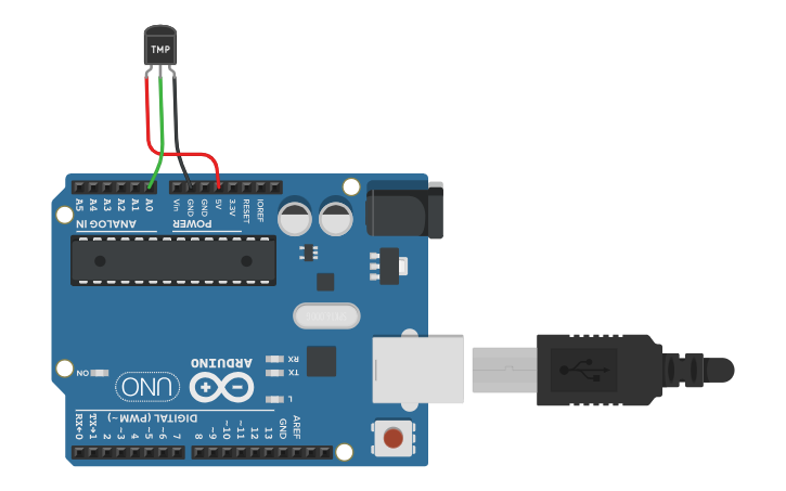 Circuit design LM35 Telperature Sensor - Tinkercad
