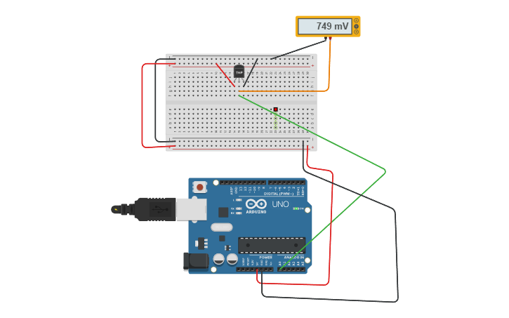 Circuit Design Sensor De Temperatura Tinkercad